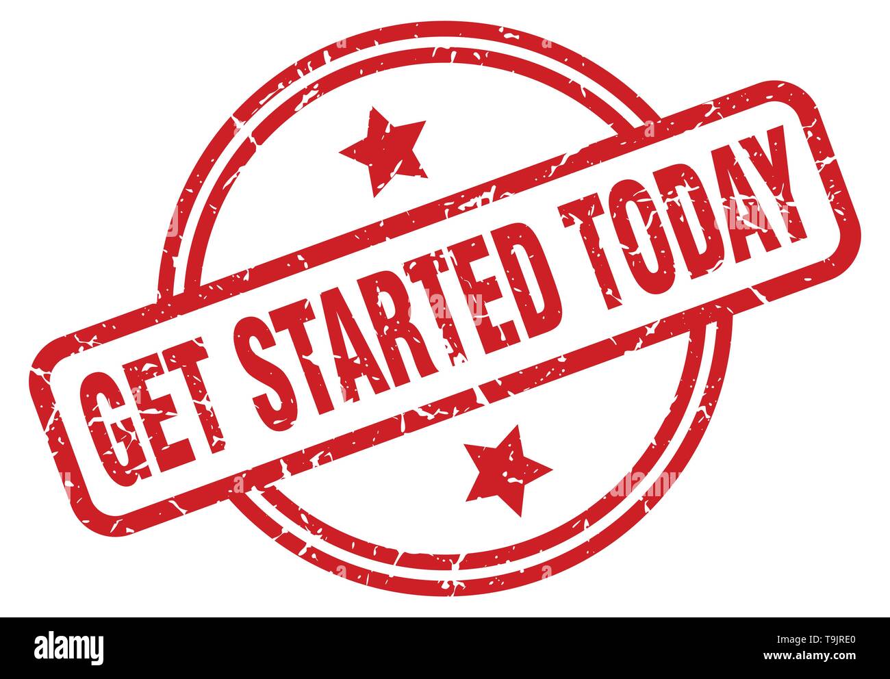 get started today round grunge isolated stamp Stock Vector Image & Art - Alamy