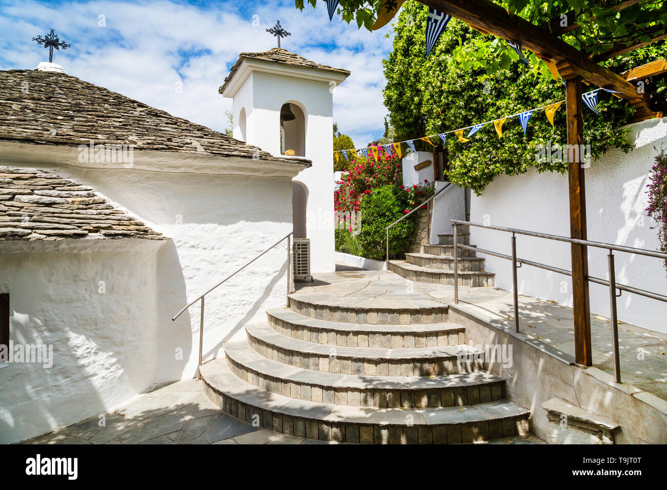 View of Monastery of Archangel Michael, Thassos island, Greece Stock ...