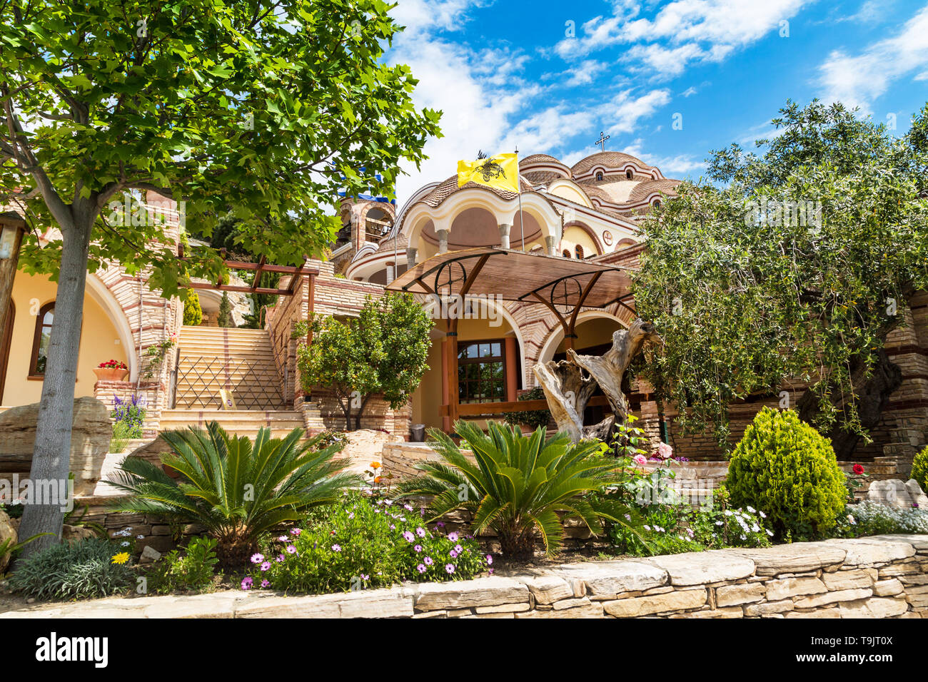 View of Monastery of Archangel Michael, Thassos island, Greece Stock ...