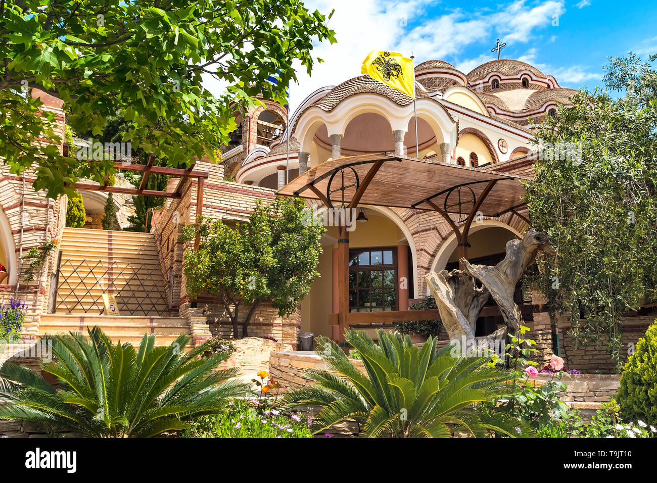 Thassos, Greece - May 2, 2016: View of Monastery of Archangel Michael ...