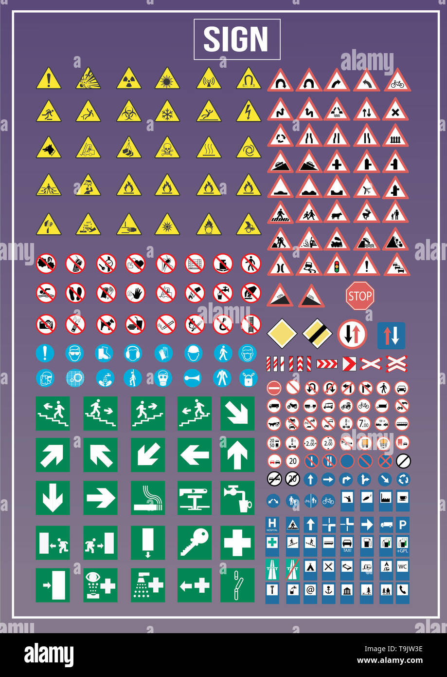 Vector Illustration of Sign symbols of The world Stock Photo - Alamy
