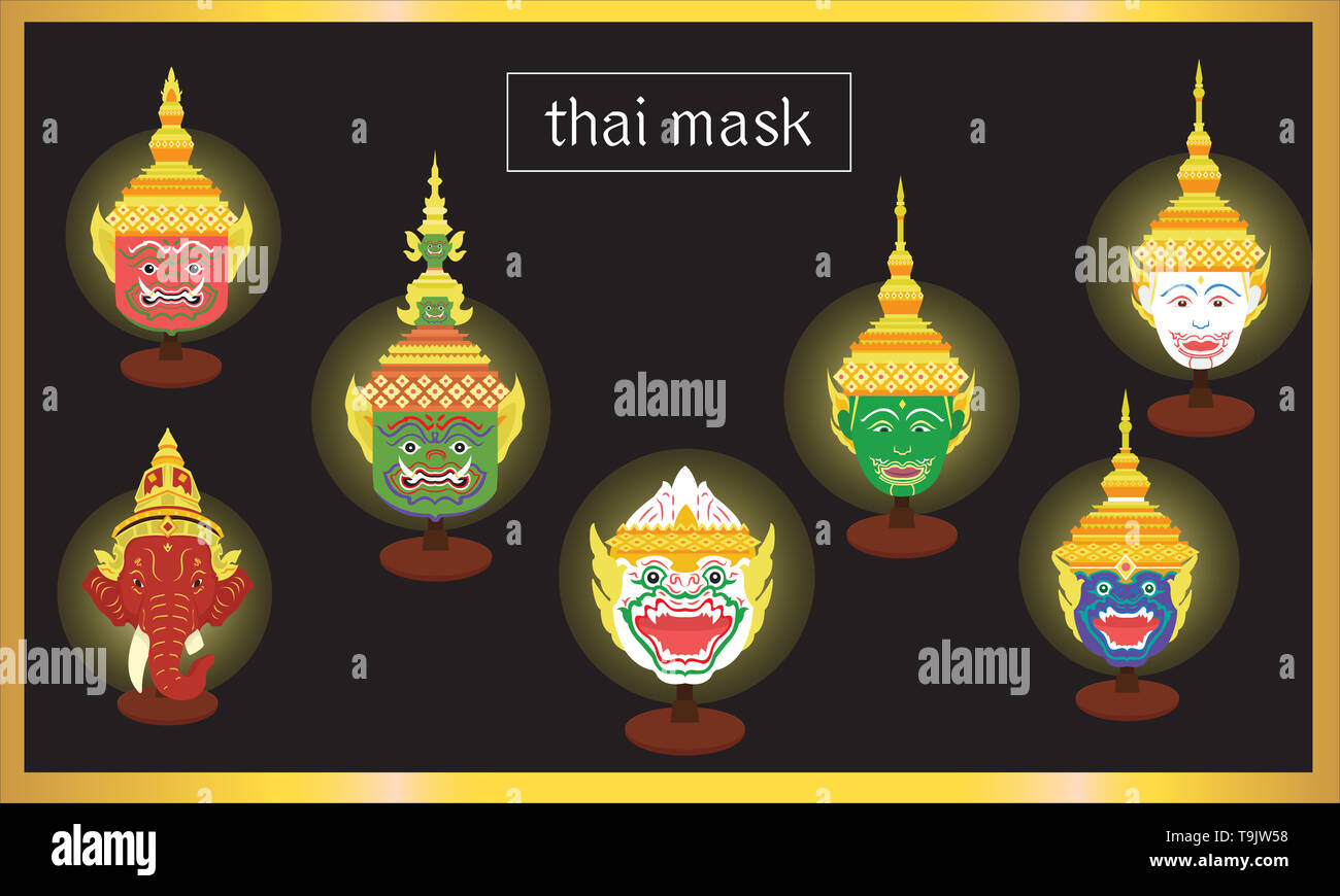 Vector Illustration of Thai mask Stock Photo - Alamy