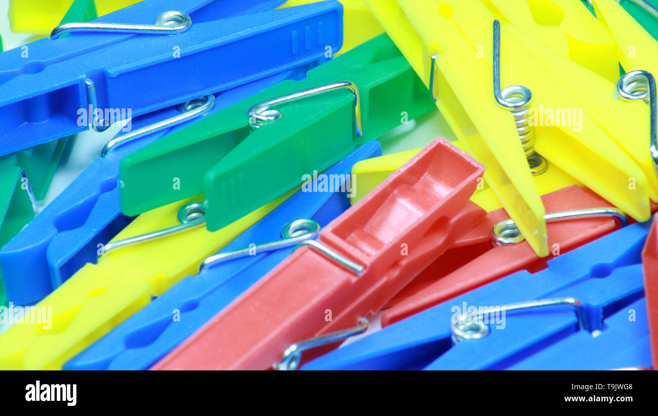 set of plastic clothespin Stock Photo - Alamy