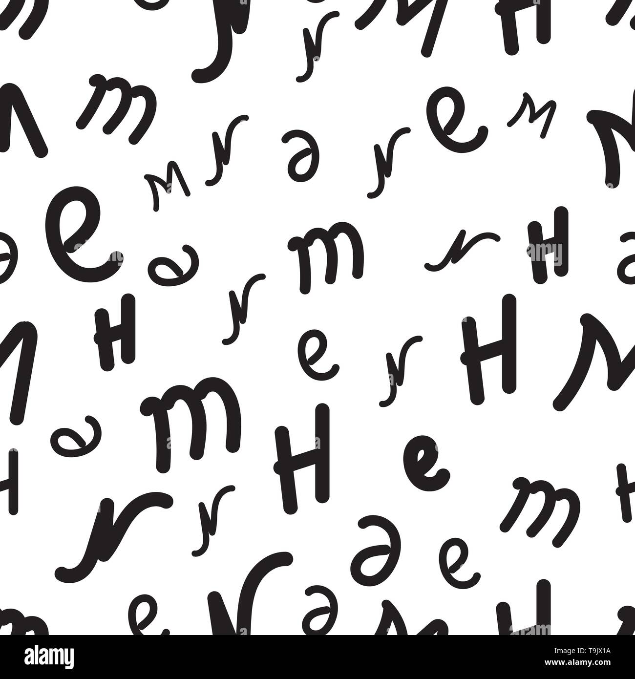 Vector seamless pattern with letters of the alphabet in random order on ...