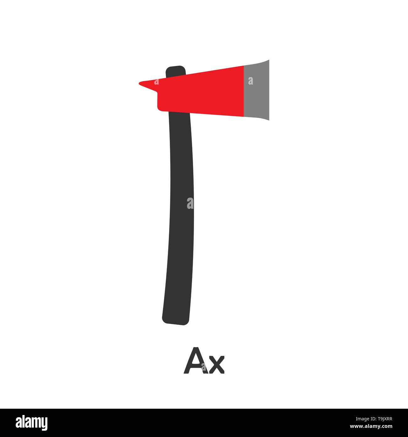 Ax in cartoon style, marine card for kid, preschool activity for ...