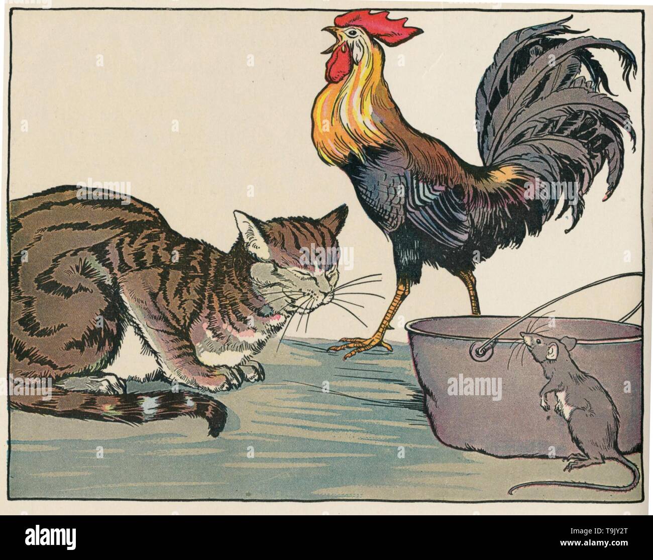 Aesop's fables: The Cat, the Cock and the young Mouse. Museum: PRIVATE ...