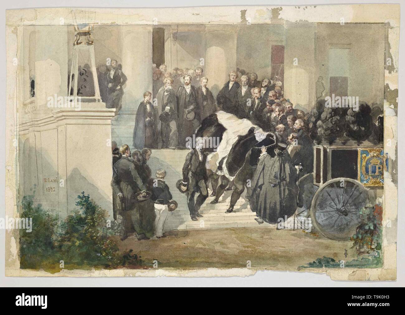 The coffin of Prince Ferdinand Philippe d'Orléans leaves the Château de ...