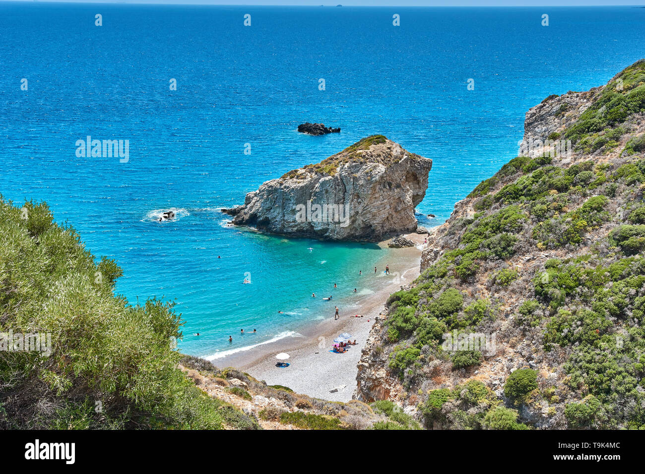 Kaladi beach, scenery with crystal clear water and the rock formation ...