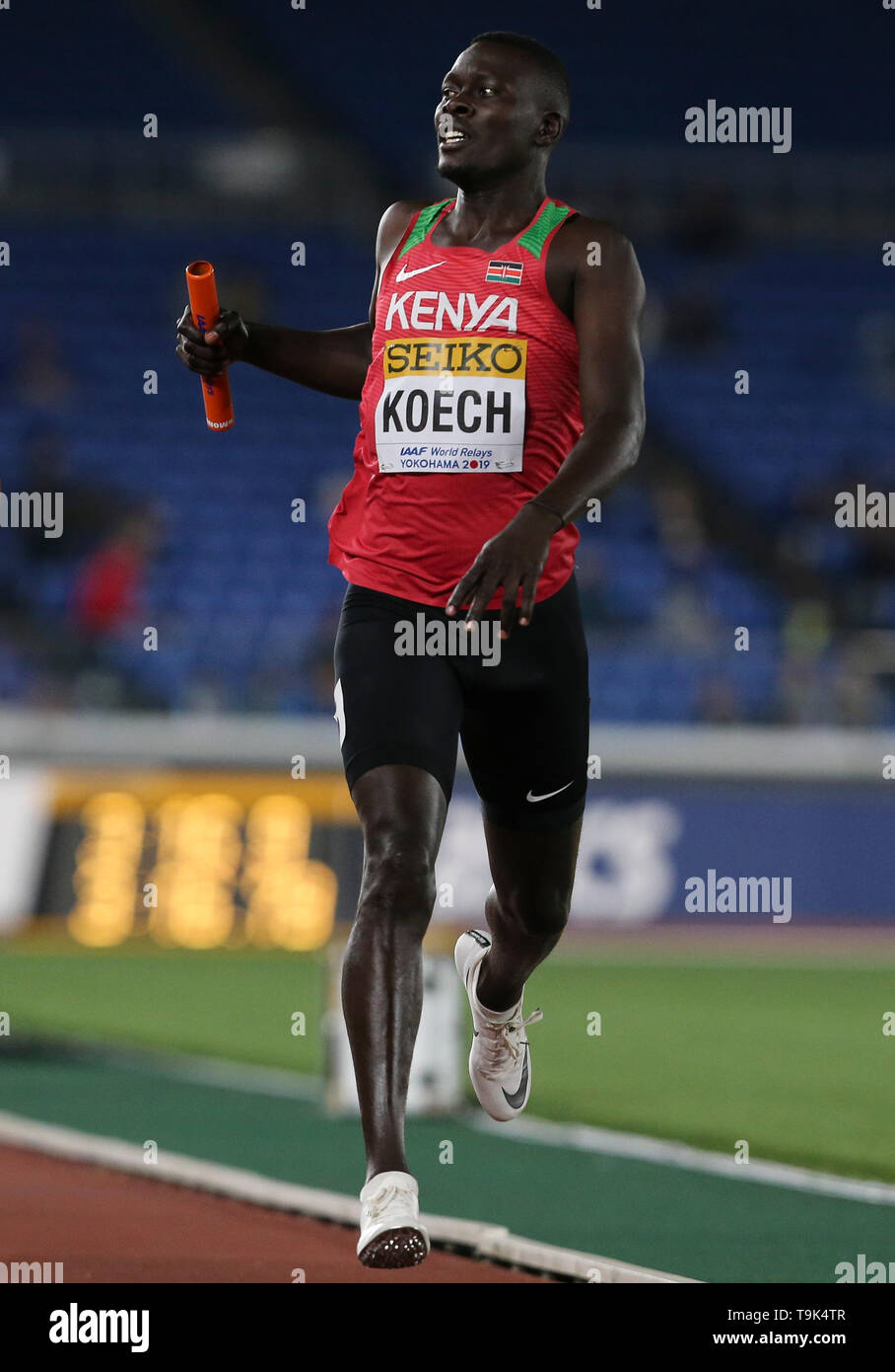 YOKOHAMA, JAPAN - MAY 10: Aron Kipchumba Koech of Kenya in the mixed 4x400m relay during Day 1 ...