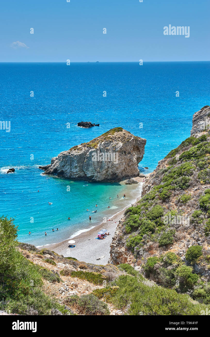Kaladi beach, scenery with crystal clear water and the rock formation ...