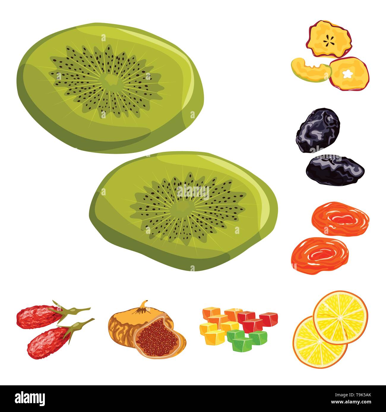 Vector design of fruit and dried logo. Collection of fruit and food ...