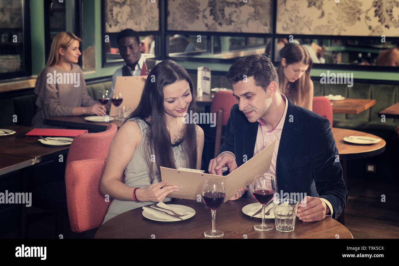 Couple menu card restaurant hi-res stock photography and images - Alamy
