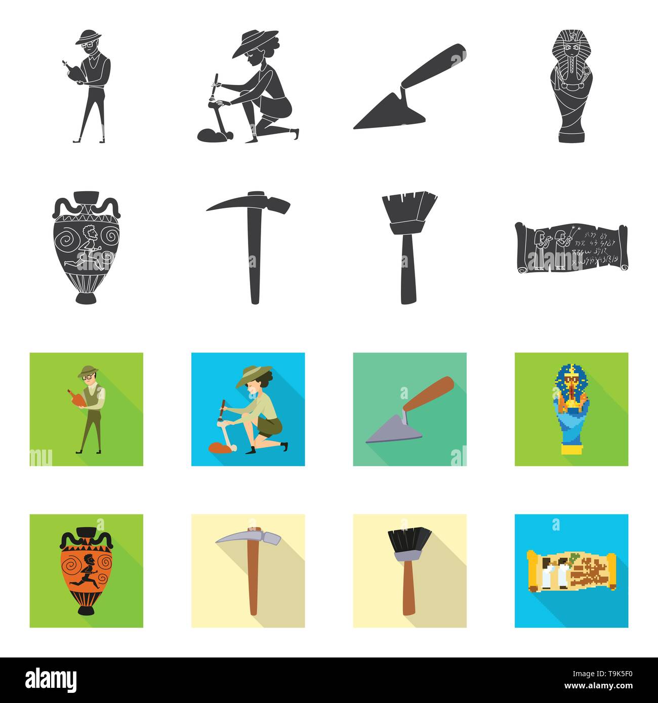 archaeologist,tool,sarcophagus,amphora,pickaxe,brush,scroll,human,girl ...