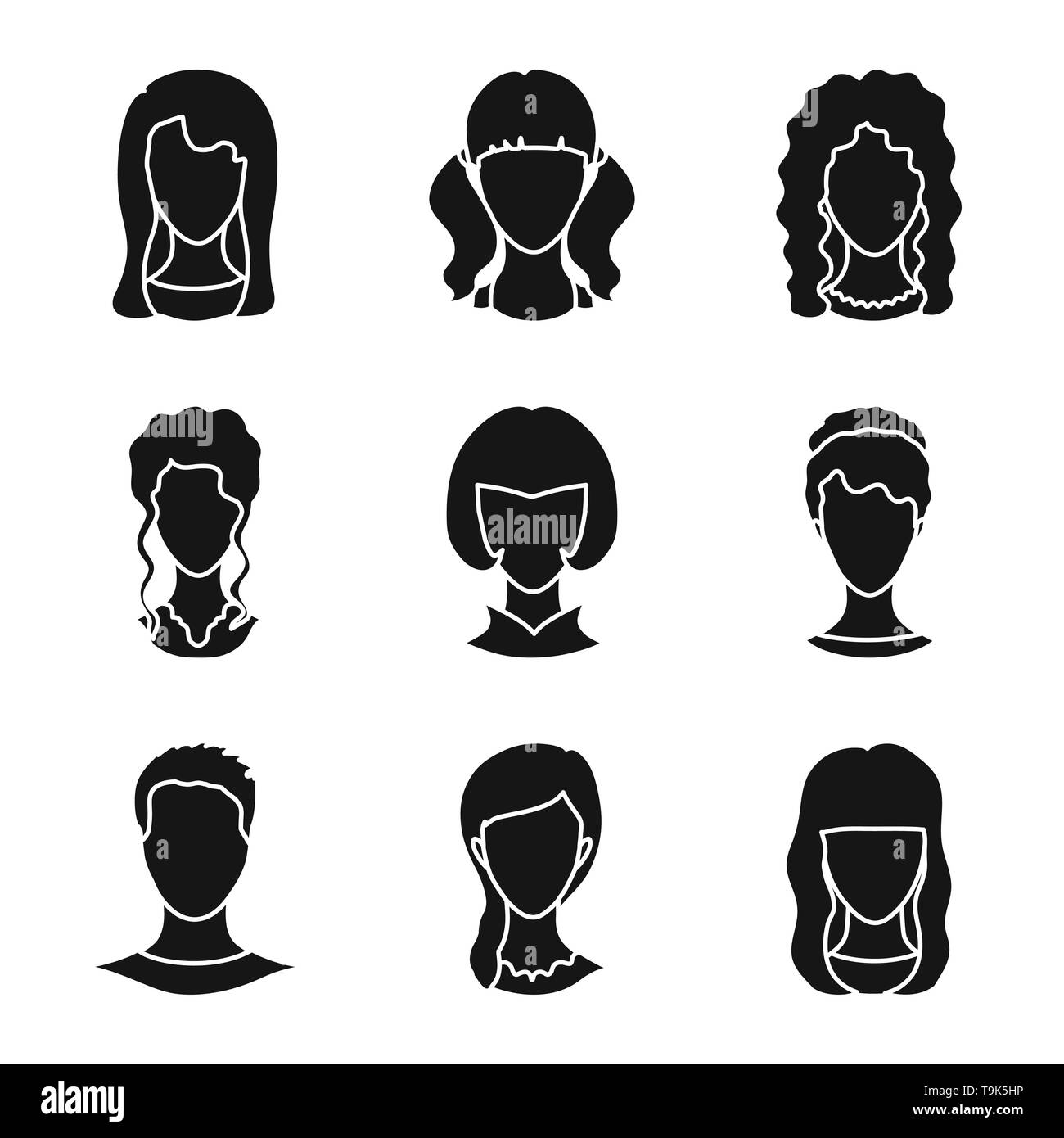 Isolated object of character and profile icon. Set of character and ...
