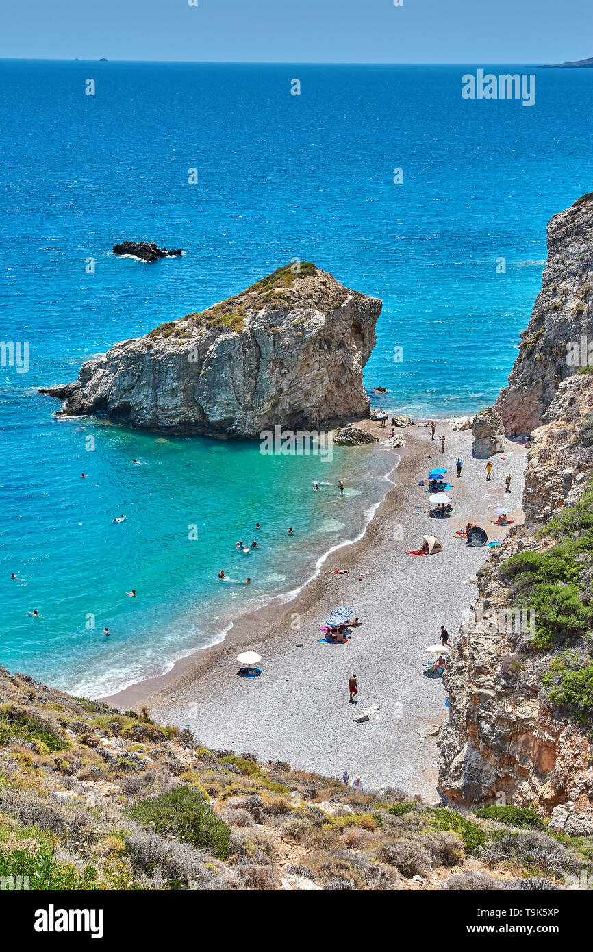 Kaladi beach, scenery with crystal clear water and the rock formation ...
