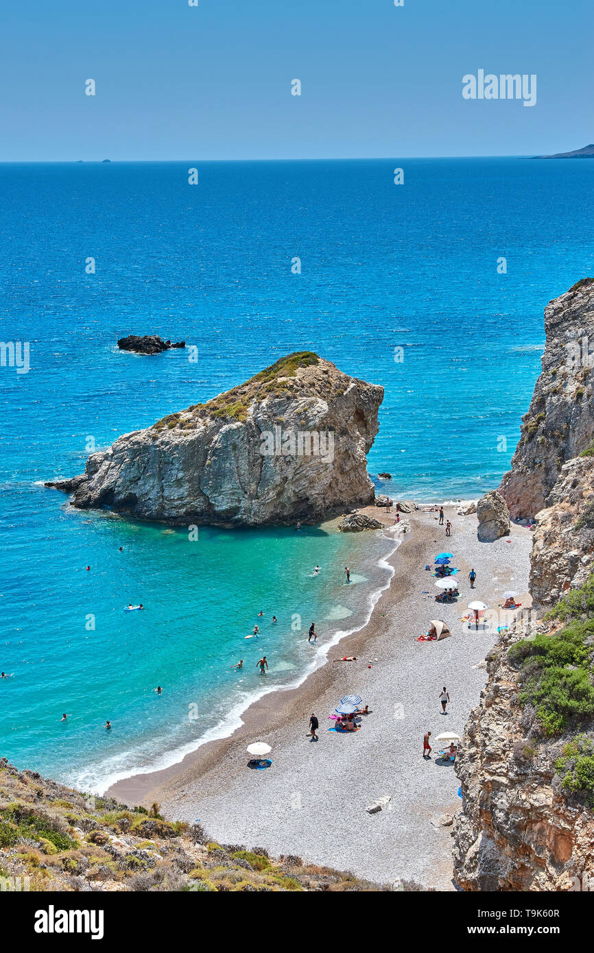 Kaladi beach, scenery with crystal clear water and the rock formation ...