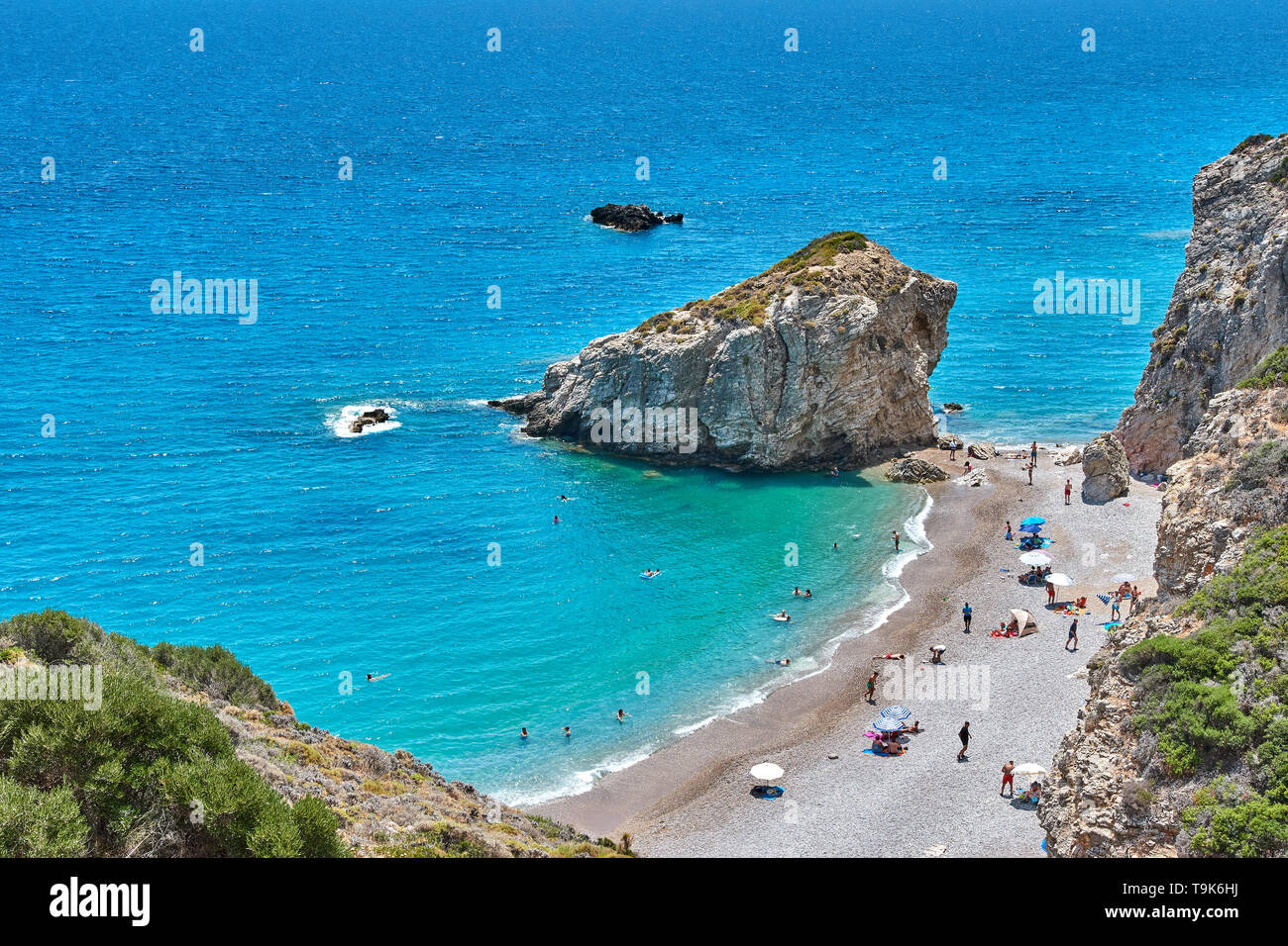 Kaladi beach, scenery with crystal clear water and the rock formation ...