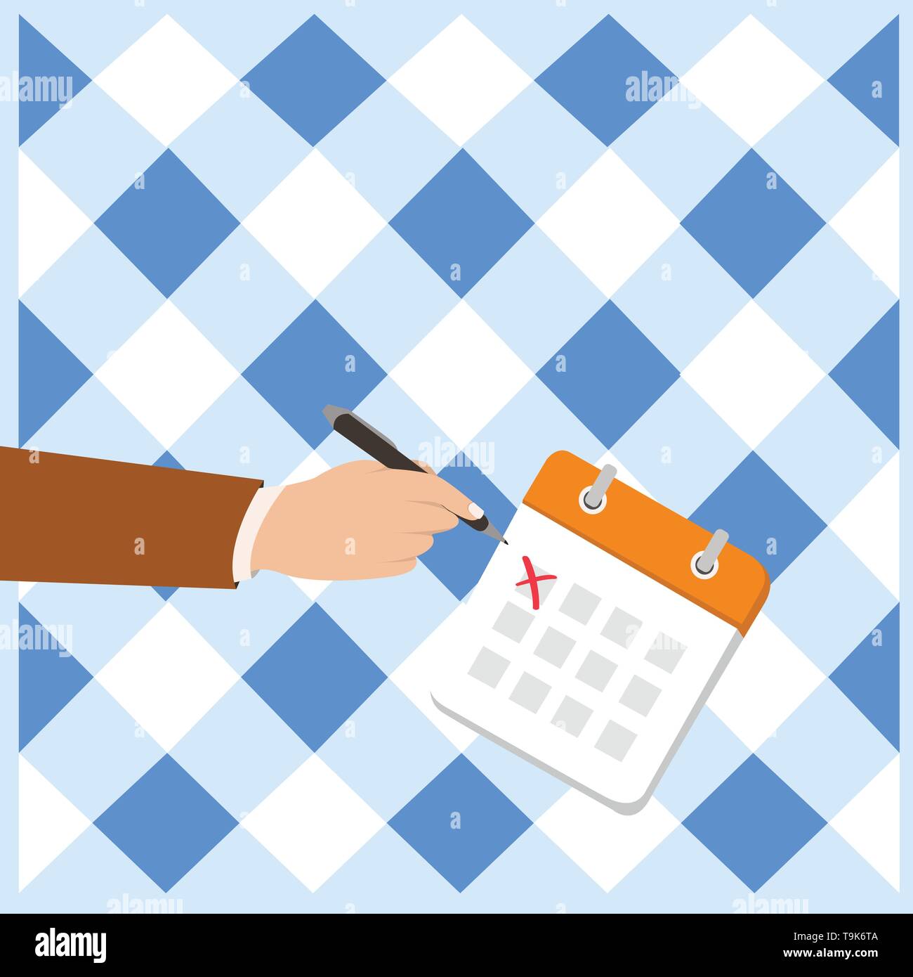 Male Hand Formal Suit Crosses Off One Day Calendar Red Ink Ballpoint ...