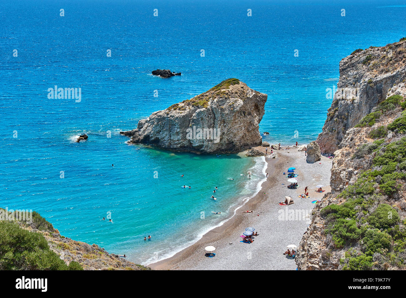 Kaladi beach, scenery with crystal clear water and the rock formation ...