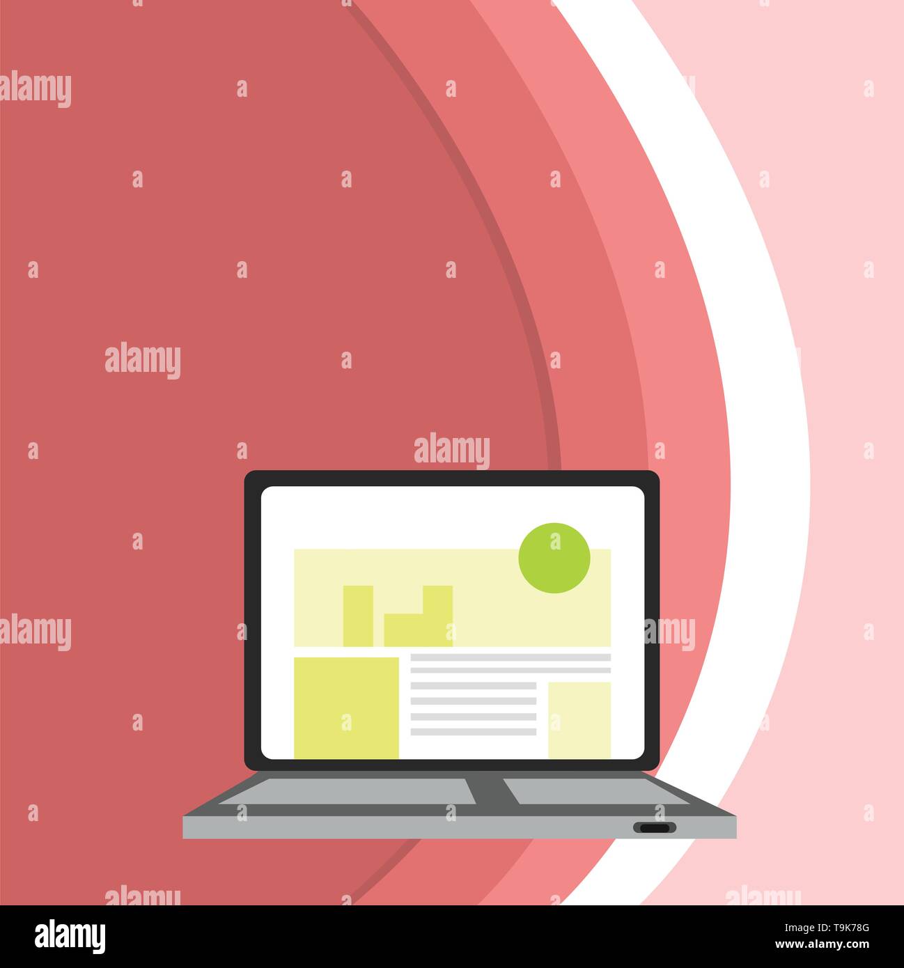 Open Modern Laptop Switched On with Website Homepage on Screen Web ...