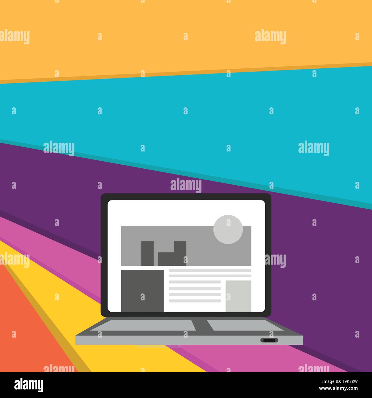 Open Modern Laptop Switched On with Website Homepage on Screen Web ...