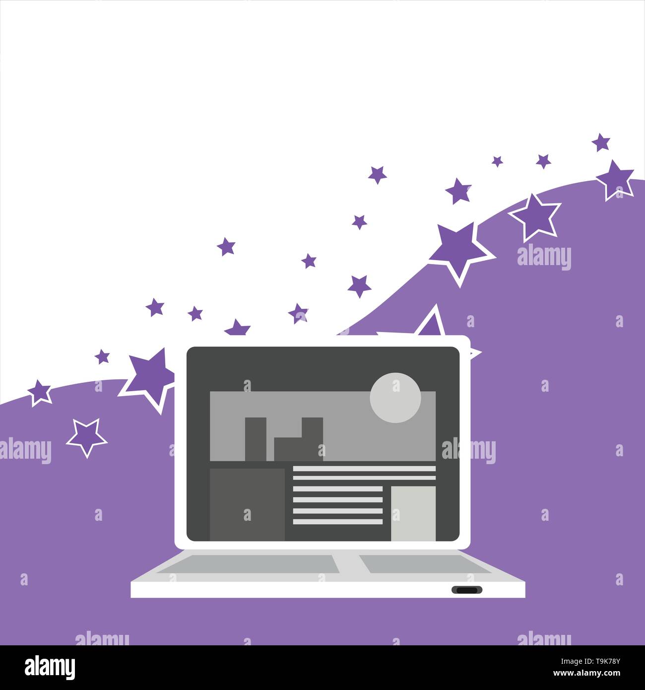 Open Modern Laptop Switched On with Website Homepage on Screen Web ...