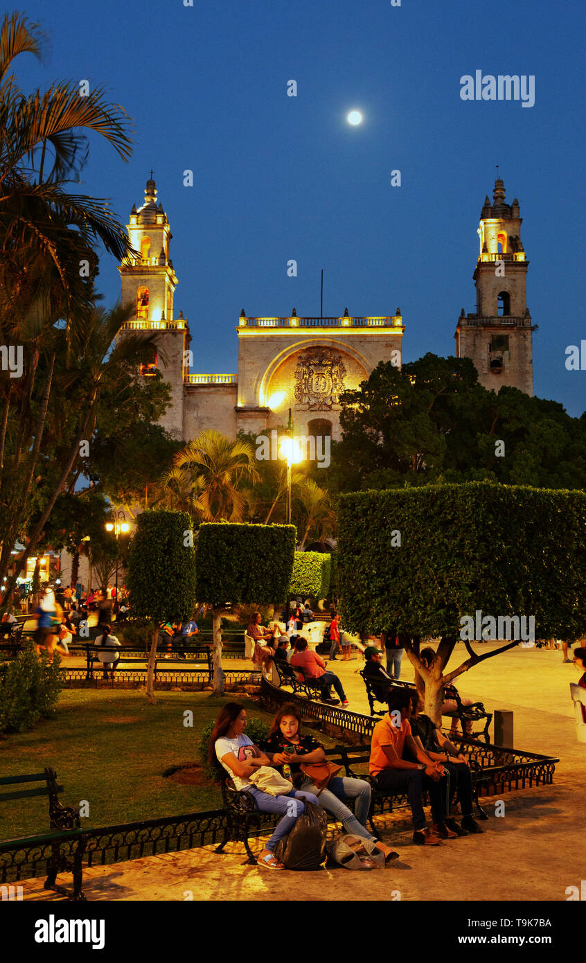 Merida Yucatan Mexico - people in the Plaza de Independencia, or ...