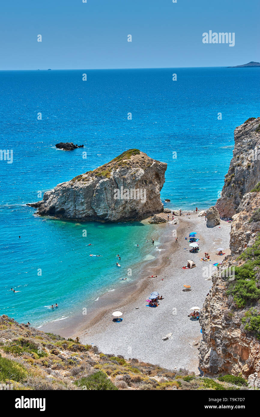 Kaladi beach, scenery with crystal clear water and the rock formation ...