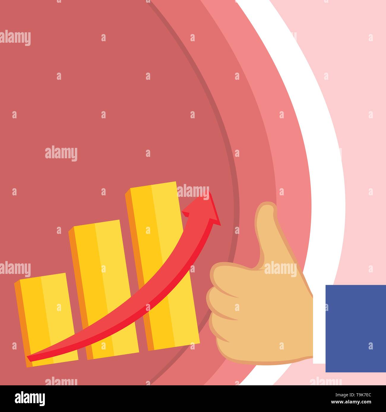 Thumb Up Good Performance Success Escalating Bar Graph Ascending Arrow ...