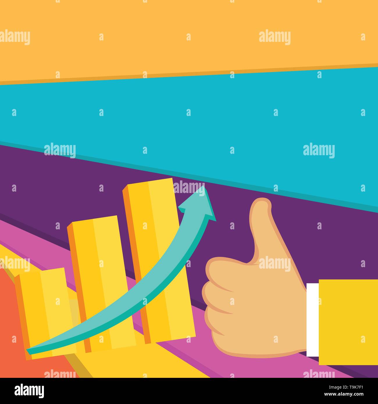 Thumb Up Good Performance Success Escalating Bar Graph Ascending Arrow ...