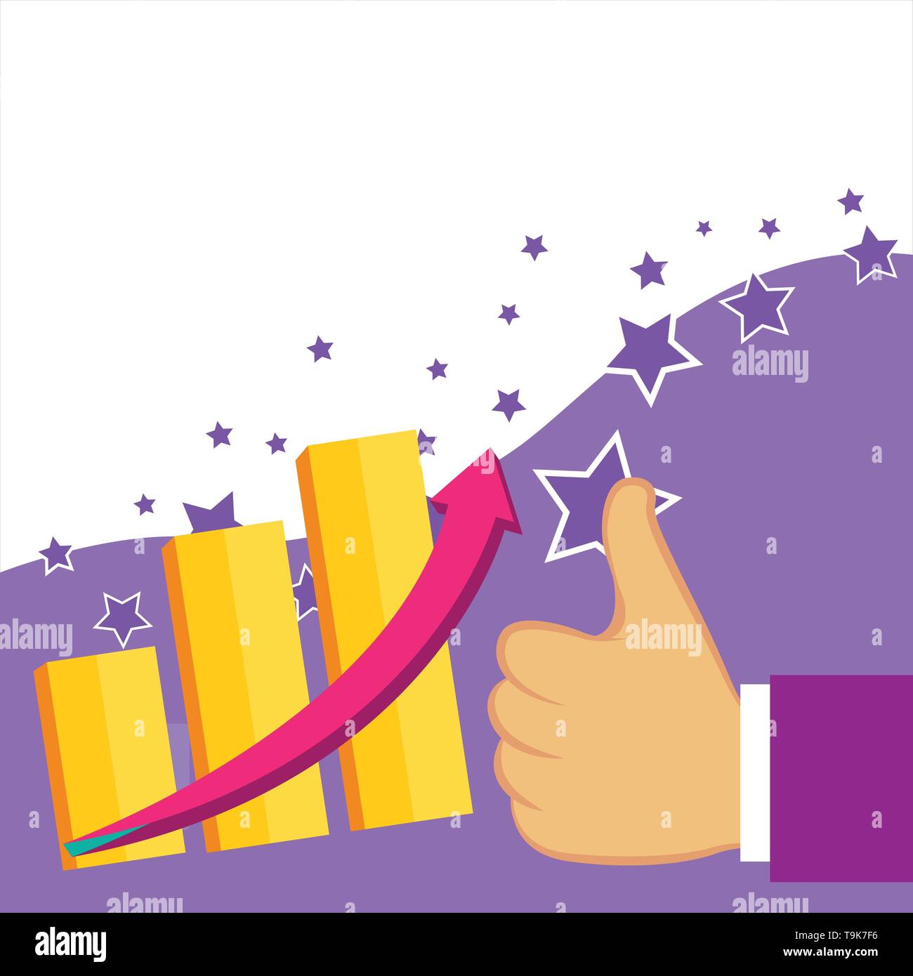 Thumb Up Good Performance Success Escalating Bar Graph Ascending Arrow ...