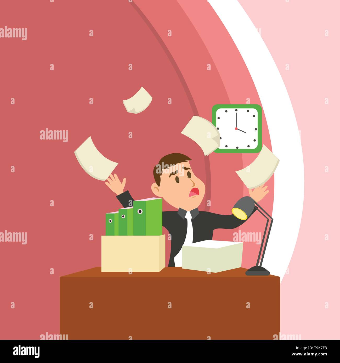 Confused Male Employee Manager Cluttered Workspace Overflow Time ...