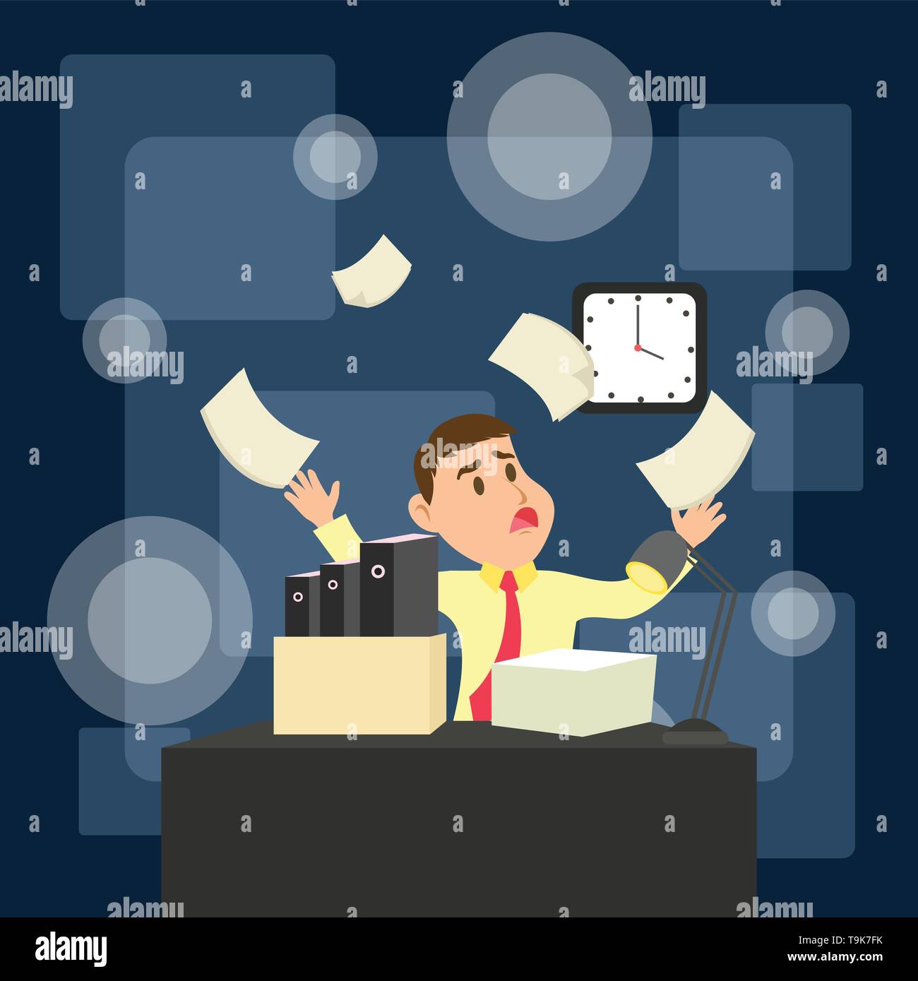 Confused Male Employee Manager Cluttered Workspace Overflow Time ...