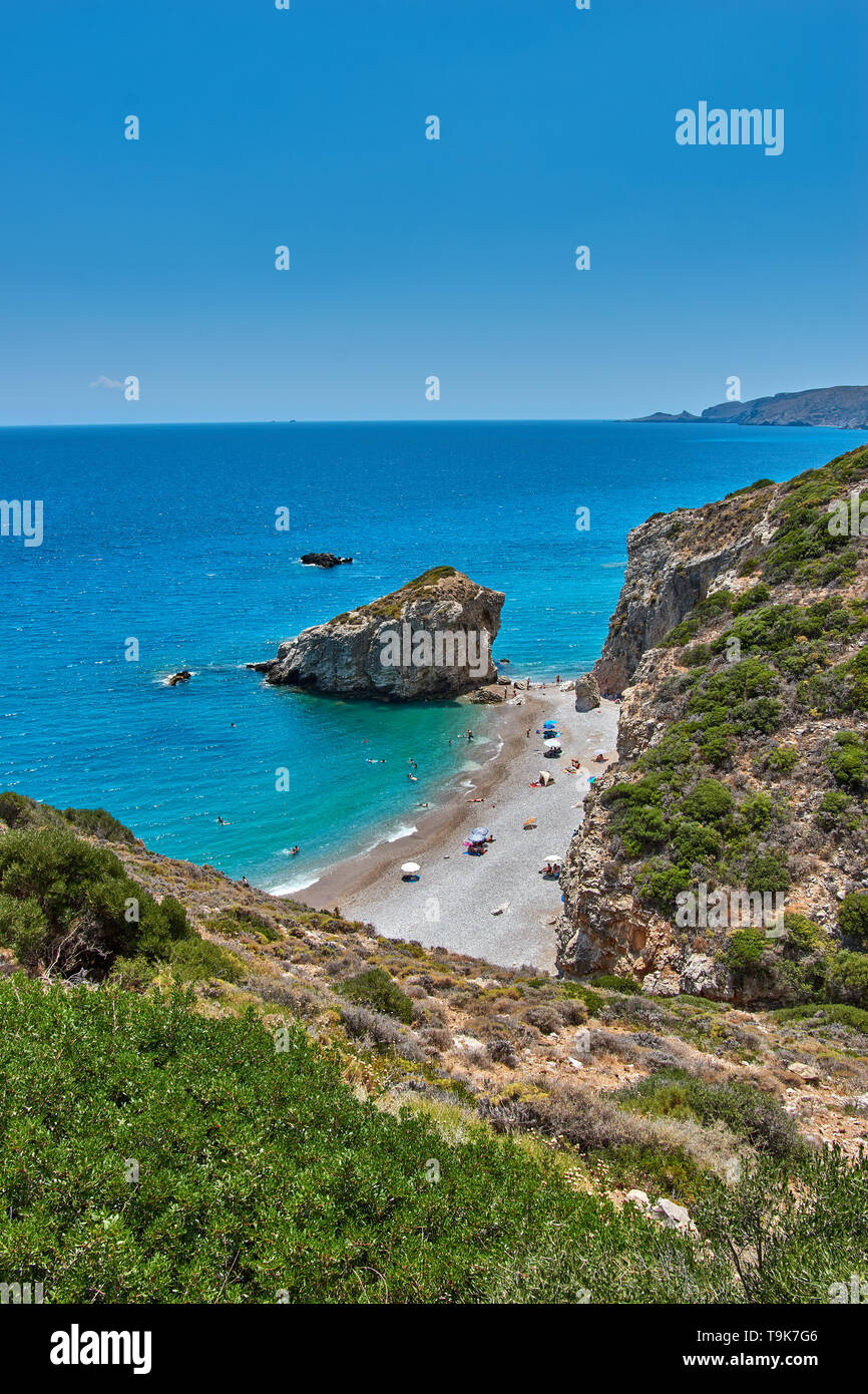 Kaladi beach, scenery with crystal clear water and the rock formation ...