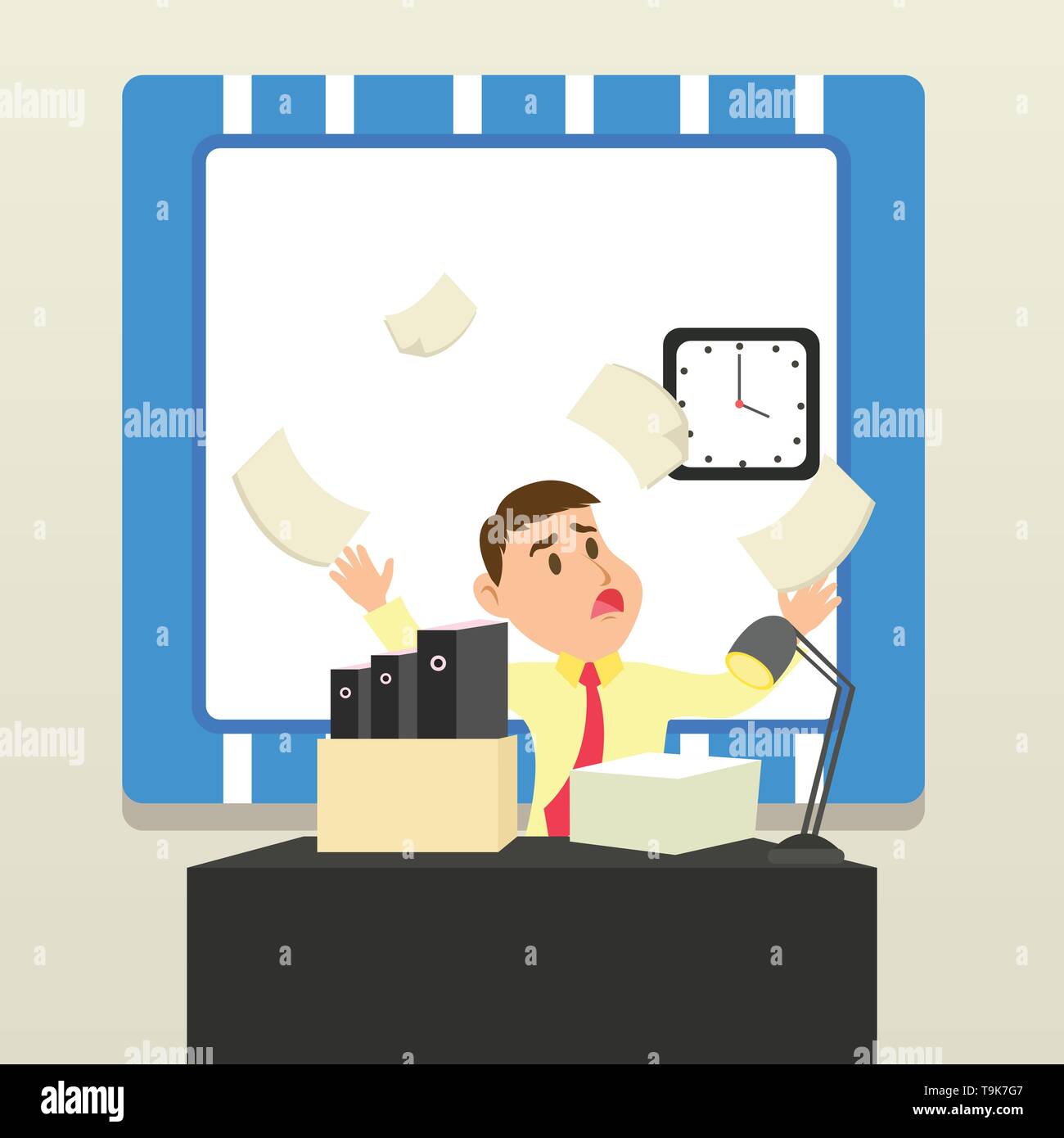 Confused Male Employee Manager Cluttered Workspace Overflow Time ...