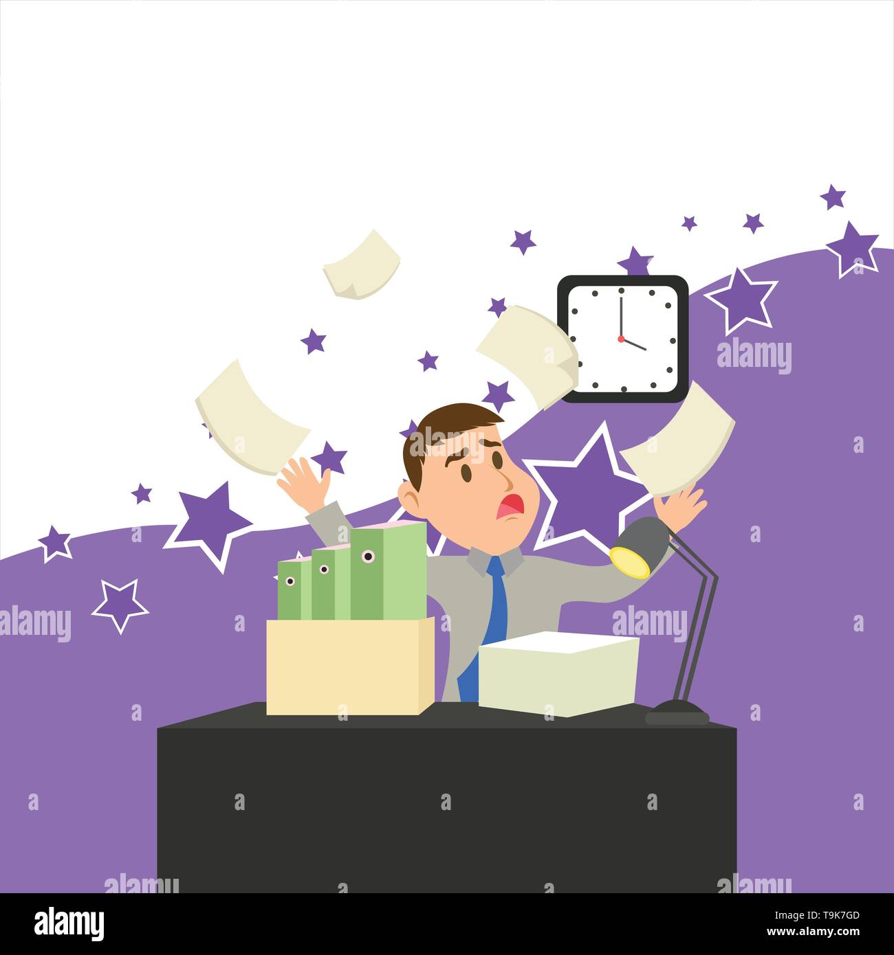 Confused Male Employee Manager Cluttered Workspace Overflow Time ...