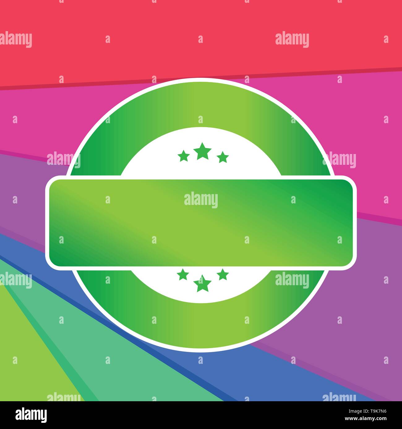 Colored Round Shape Label Badge Stars Blank Rectangular Text Box Award ...