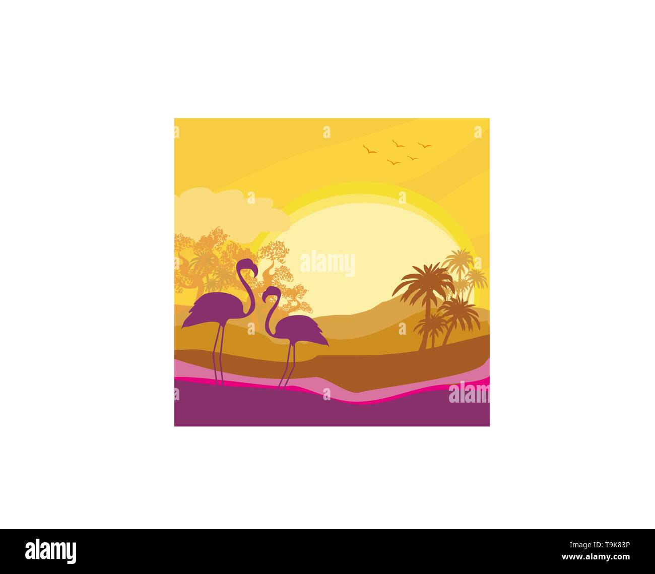 Flamingo couple in wild nature landscape Stock Vector Image & Art - Alamy