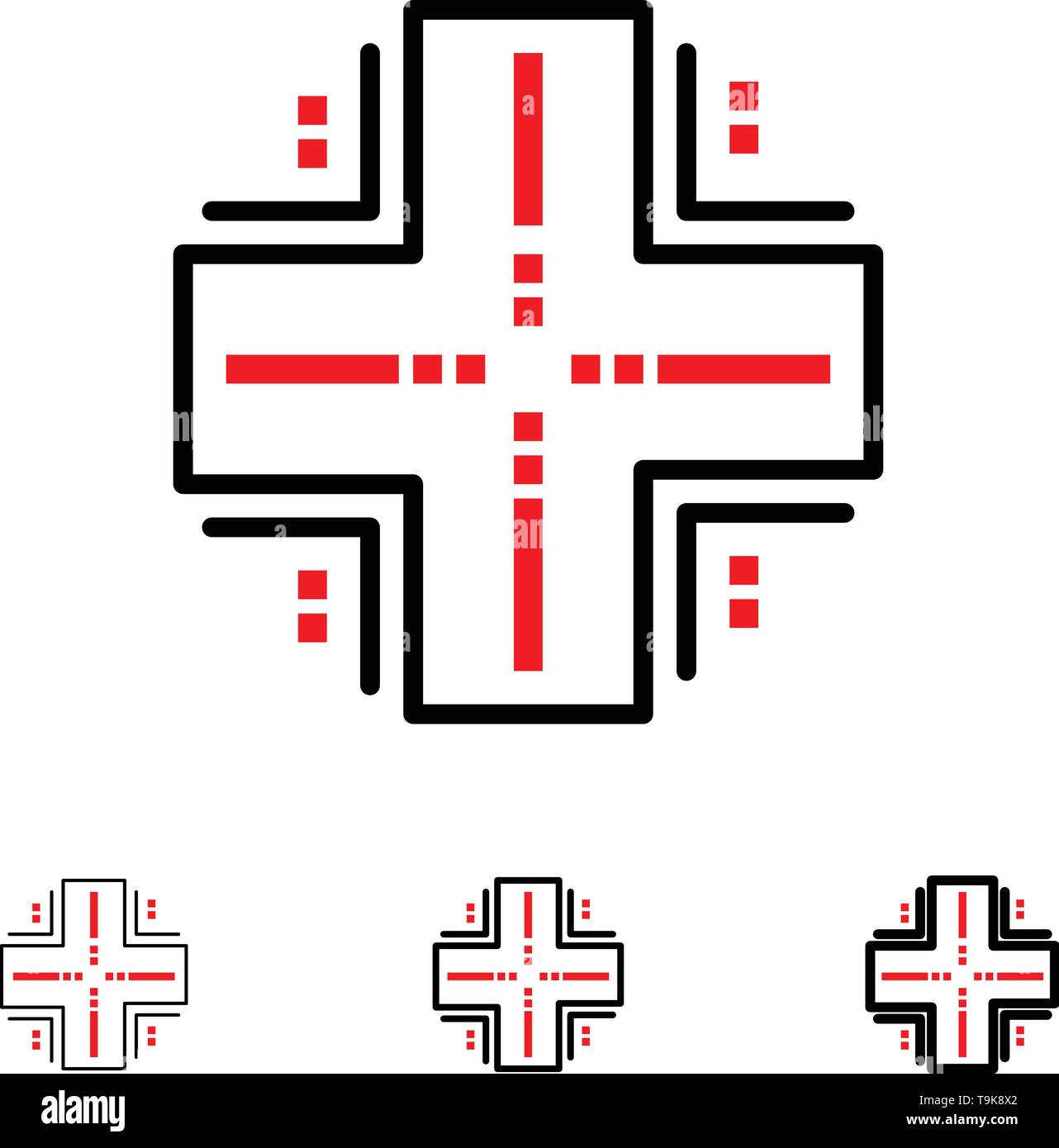 Computing Database Datacenter Mainframe Server Bold And Thin Black Line Icon Set Stock