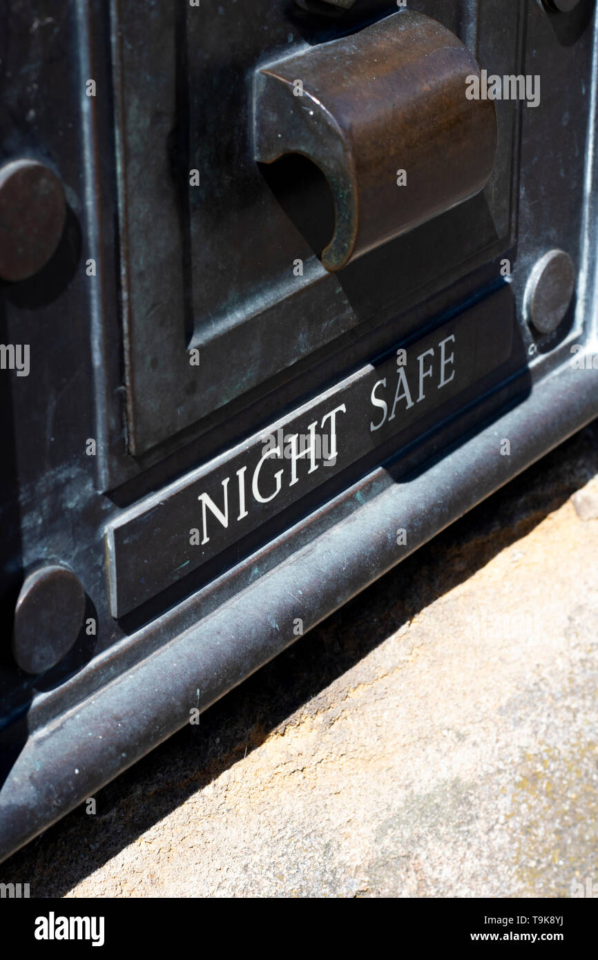 Barclays Bank night safe embedded into external wall of bank branch ...