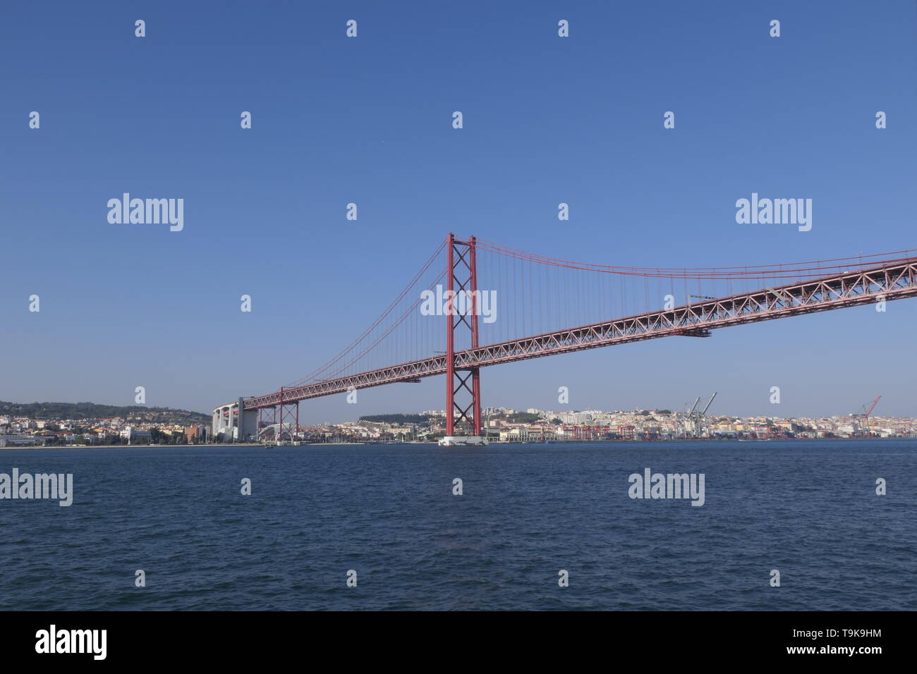 The 25 April bridge (Ponte 25 de Abril) the famous steel suspension ...