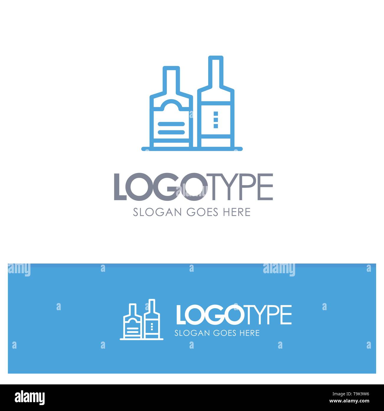 Illustration of blue wine bottles hi-res stock photography and images ...