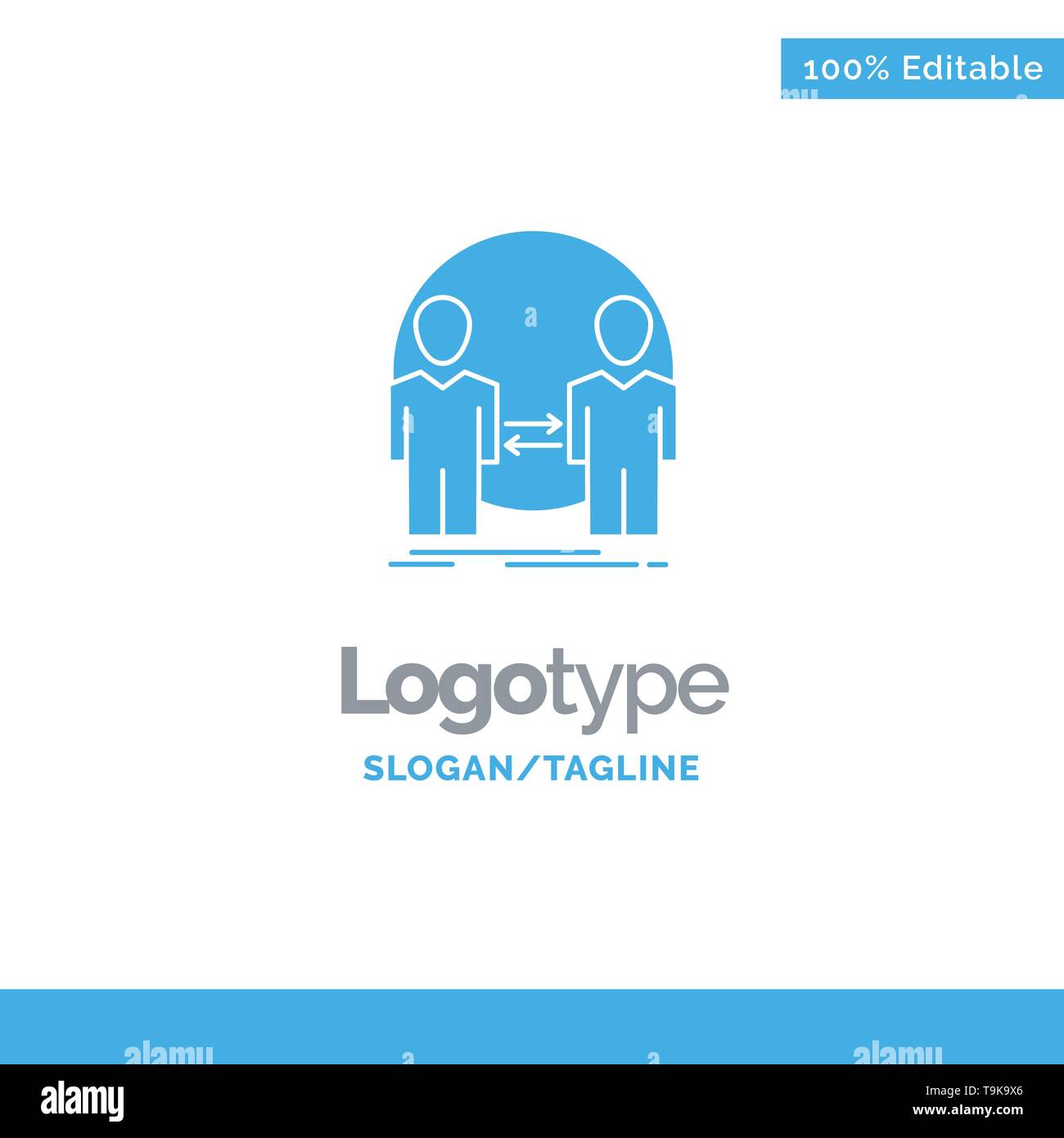 Man Clone User Identity Duplicate Blue Solid Logo Template Place