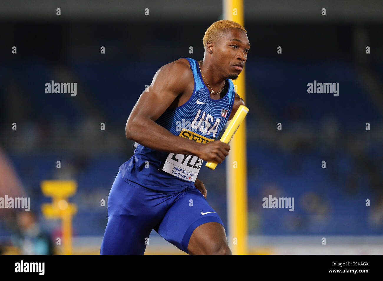 YOKOHAMA, JAPAN - MAY 10: Josephus Lyles of the USA in the mens 4x400m ...