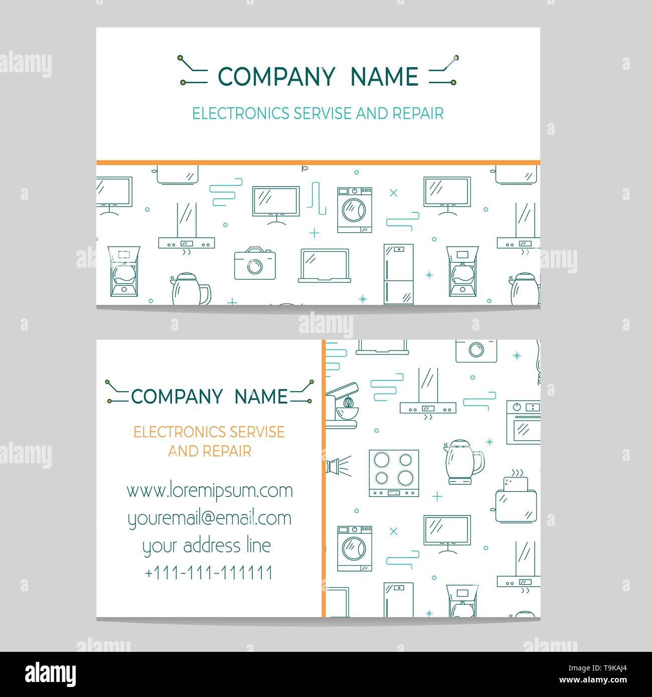 Busines card template for electronics shop or repair service with thin ...