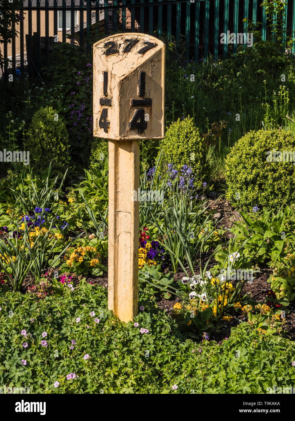 Railway gradient sign at Appleby railway station on the famous Settle ...