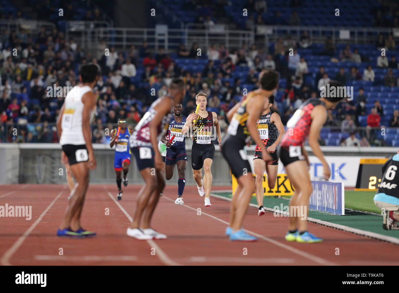 YOKOHAMA, JAPAN - MAY 10: Julien Watrin of Belgium in the mens 4x400m ...
