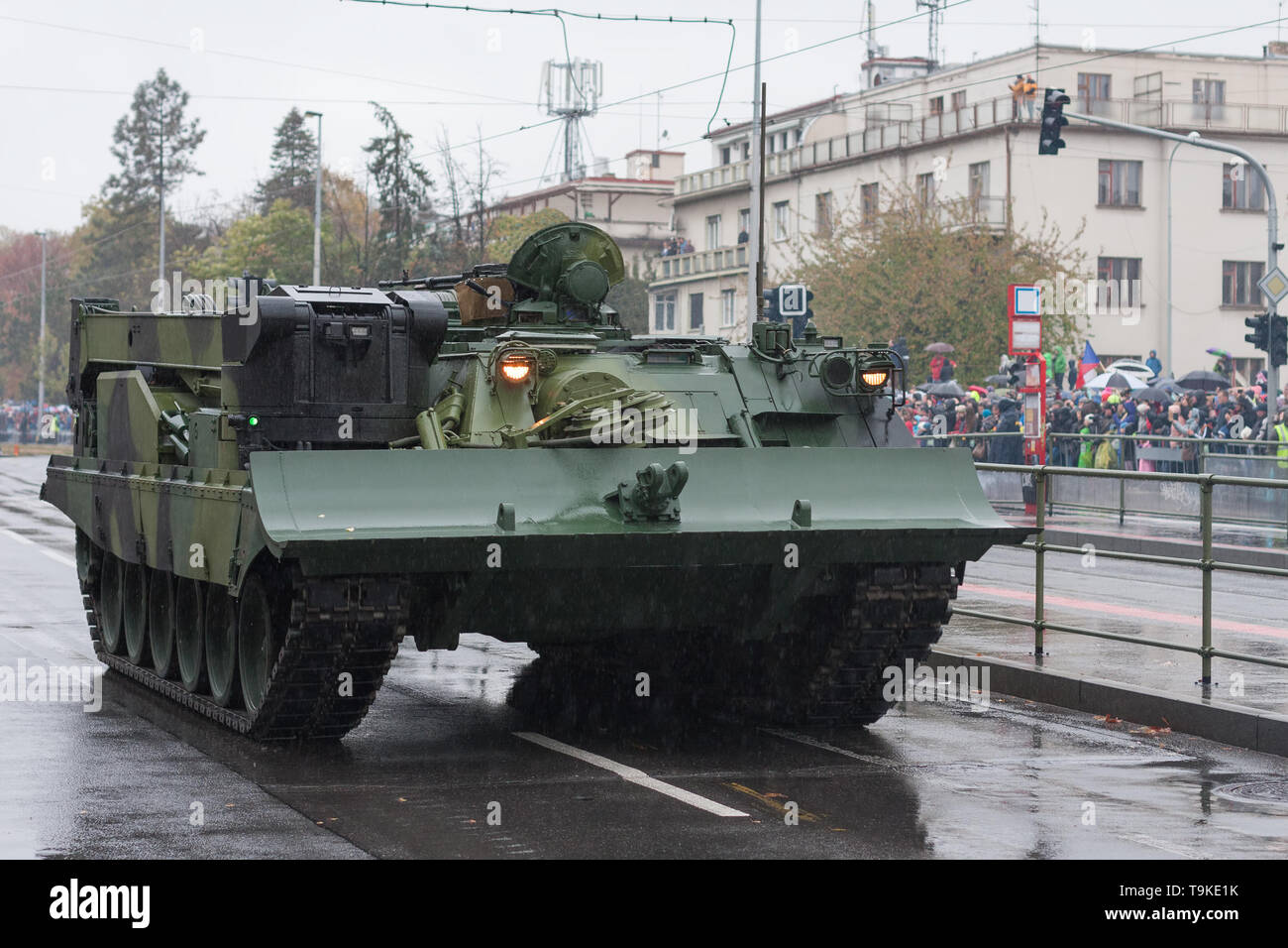 Armoured recovery vehicle on military parade in Prague, Czech Republic ...