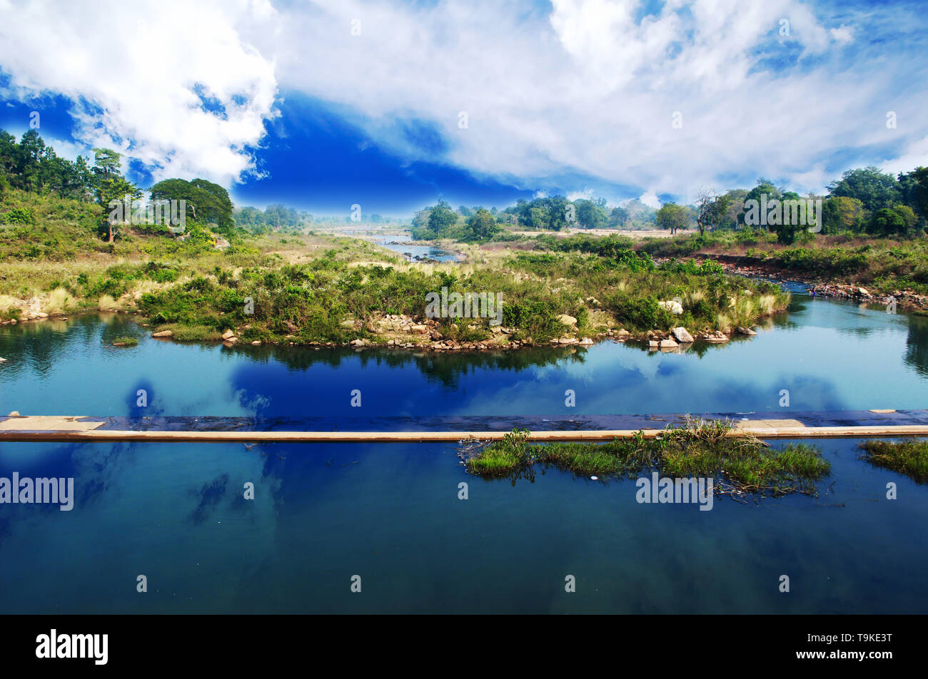 wide angle view of a river Stock Photo - Alamy