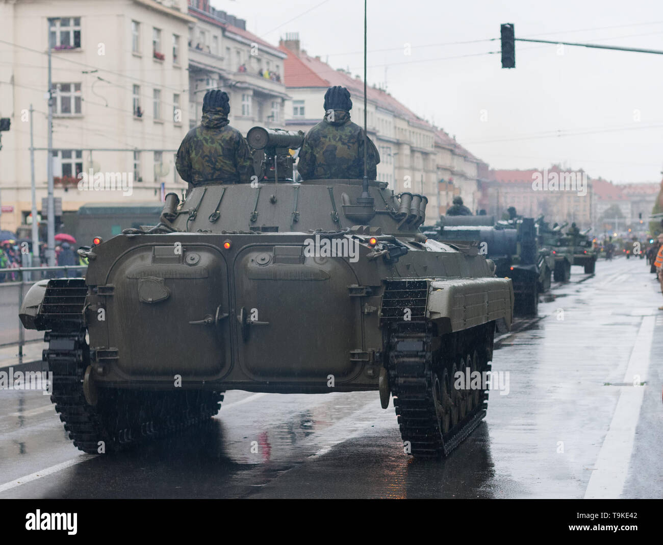 Soldiers of Czech Army are riding infantry fighting vehicle on military ...